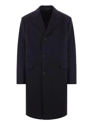 Prada Single-breasted Coat With Notched Lapels - Navy Blue