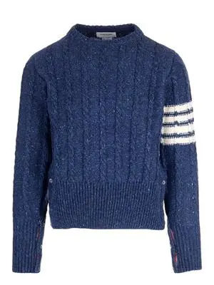 THOM BROWNE Thom Browne RWB Stripe Cable-Knit Crewneck Jumper