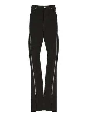Rick Owens Mid-rise Zip-up Extra-length Jeans - Black
