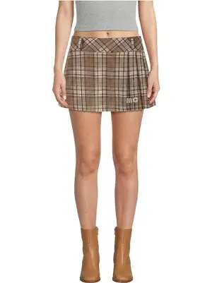 MARISSA CHIARA Plaid Mini Skirt - Khaki