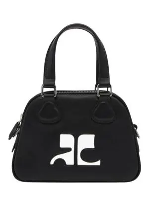 COURREGES Logo Patch Zip-up Bowling Bag - Black