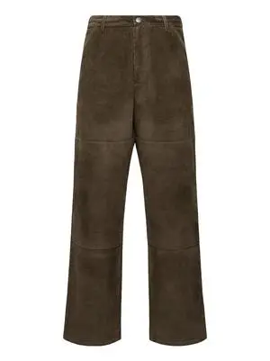 Moncler Straight-leg Corduroy Trousers With Logo Patch - Dark Green