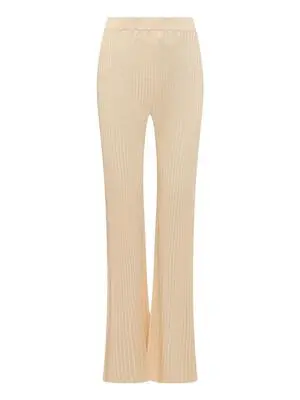 JIL SANDER High-waisted Ribbed Knit Trousers - Nude