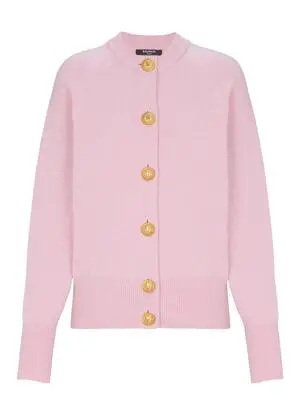 Balmain Buttoned Crewneck Cardigan - Pink