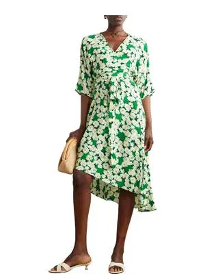 DIANE VON FURSTENBERG Diane Von Furstenberg Floral Print Asymmetrical Midi Dress