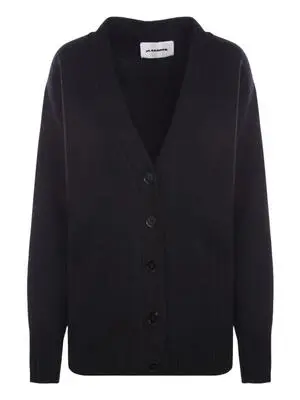 JIL SANDER V-neck Knitted Cardigan - Black