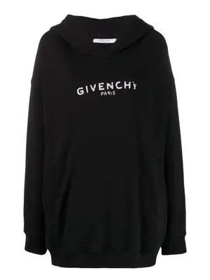 Givenchy Oversized Logo Print Hoodie - Black