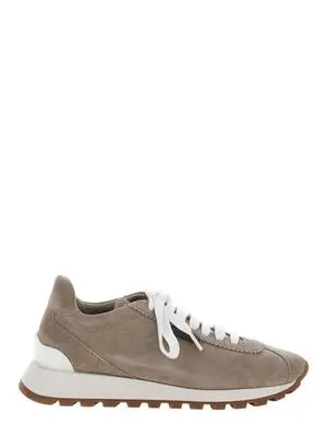 Brunello Cucinelli Round Toe Lace-up Trainers - Gray