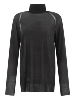 ANN DEMEULEMEESTER Distressed Turtleneck Jumper - Black