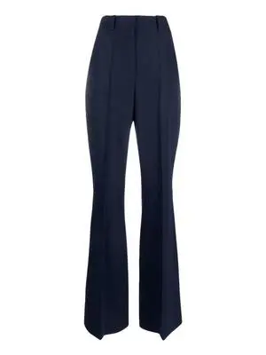 Balmain High Waisted Flared Trousers With Leg Crease And Belt Ring - Black