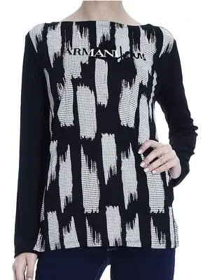 Emporio Armani Logo Details" Long Sleeve T-shirt - Black