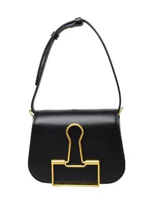 Off-White Skeleton Binder Foldover Top Crossbody Bag - Black
