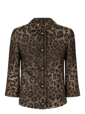Dolce & Gabbana Leopard Print Jacquard Jacket - Black