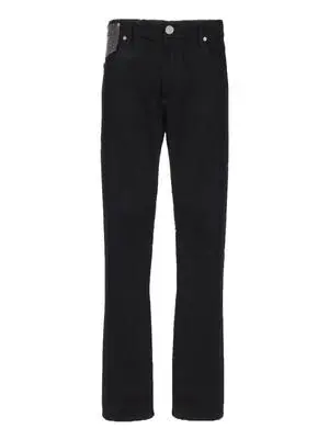 Balmain Embellished Straight Leg Jeans - Black