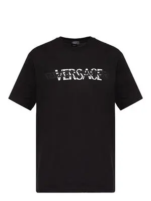 Versace Logo-print Crew-neck T-shirt - Black
