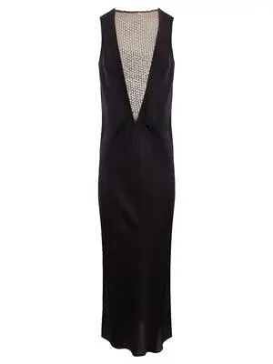 ROTATE BY BIRGER CHRISTENSEN Sequined V-neck Sleeveless Midi Dress - Black