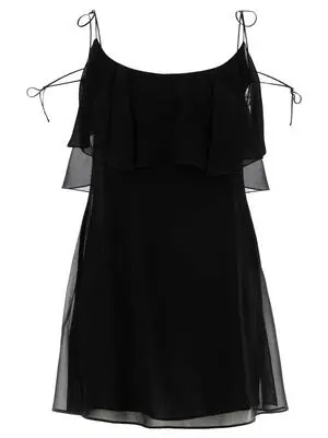 Saint Laurent Sleeveless Ruffled Dress - Black