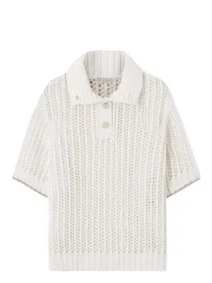 BRUNELLO CUCINELLI Brunello Cucinelli Short-Sleeved Openwork Top