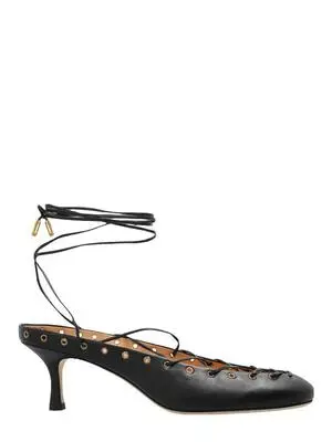 Chloé Lace-up Kitten Heel Pumps - Black