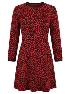 Sportmax Long Sleeve Heart Print Mini Dress - Brown