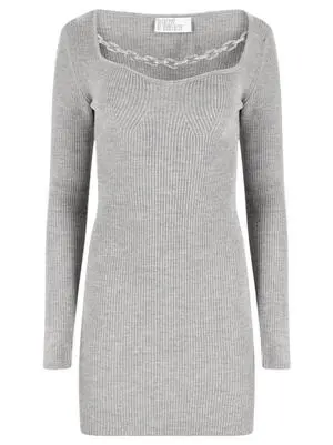 GIUSEPPE DI MORABITO Giuseppe Di Morabito Long-Sleeve Dress With Crystal Chain Neckline