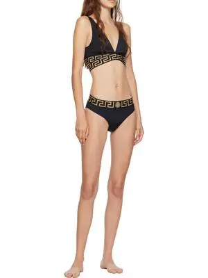 Versace Greca-detailed Layered Bikini Top - Black