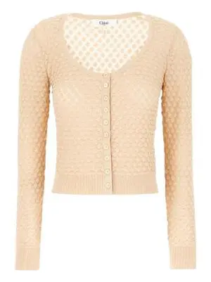 Chloé Long-sleeved Button-detailed Sweater - Nude