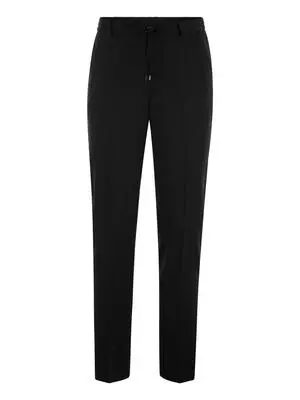 Peserico Drawstring Flannel Tailored Trousers - Black