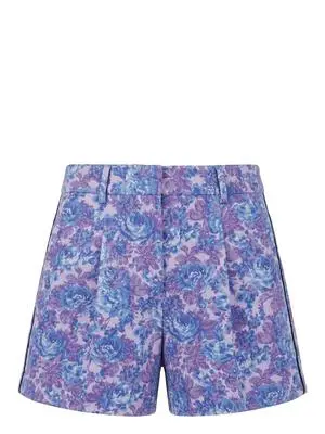 Sportmax Floral Printed Pleated Shorts - Blue
