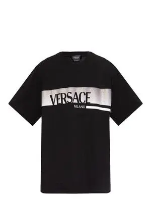 Versace Glitter Metallic Logo T-shirt - Black