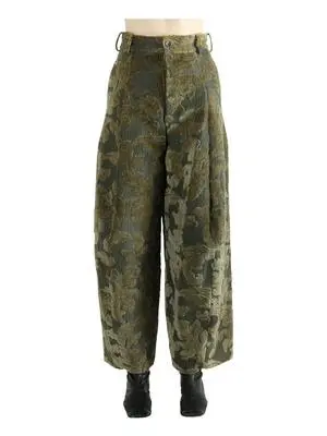 UMA WANG Graphic Print Wide Leg Trousers - Grey/brown