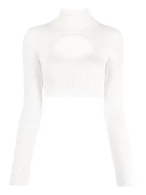 COURREGES Courrèges Ribbed High Neck Cut-out Jumper - White