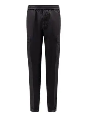 Stone Island Logo Patch Tapered Cargo Trousers - Black