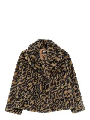 A.p.c. Johanna Leopard Print Faux Fur Coat - Black