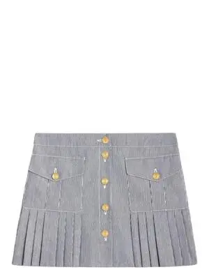CELINE Celine Pleated Mini Skirt In Striped Cotton