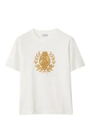 Burberry B Crest Embroidered Crewneck T-shirt - Chalk