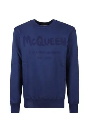 Alexander McQueen Logo-printed Crewneck Sweatshirt - Blue