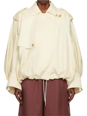 Gabriela Hearst Long Sleeve Jacket With Lapel Zip Front And Draped Detailing - Beige