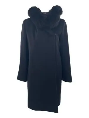 Max Mara Long Sleeved Hooded Coat With Belt - Black