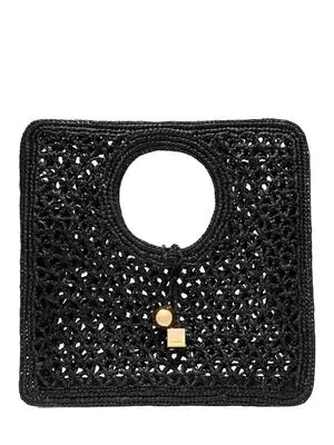 JACQUEMUS Jacquemus Woven Raffia Circular Handle Tote Bag