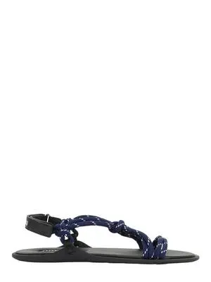 Miu Miu Miu Miu Riviere Cord And Leather Flat Sandals Black