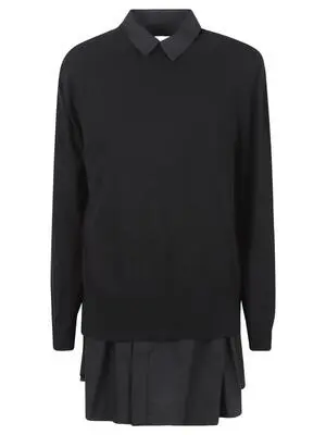 Sacai Long-sleeved Patchwork Dress - Black