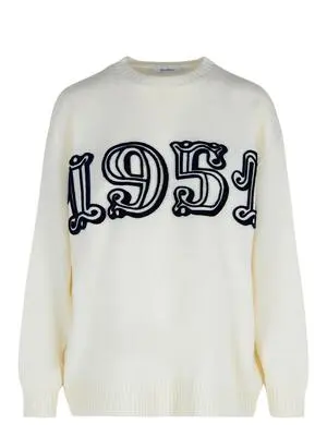 Max Mara Fido' Crewneck Long-sleeved Jumper With '1951' Logo - White