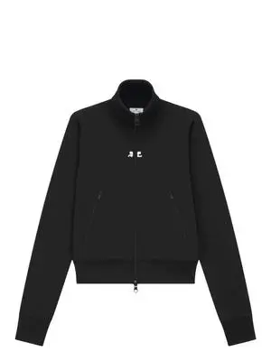 COURREGES Long Sleeve Zip-up Jacket With Ribbed Details - Black