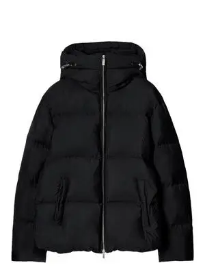 Off-White Zip-up Hooded Down Jacket - Black