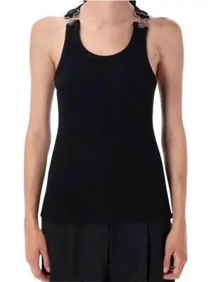 JEAN PAUL GAULTIER Ribbed Tank Top With Buckle Detail - Black