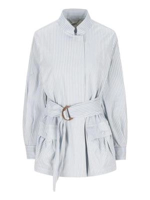 Fendi Fendi Striped Ring Buckle Belted Jacket No