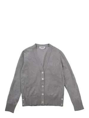 Thom Browne V-neck Cardigan With Button Front And Pockets - Grey