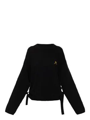 GANNI Wool Mix Jumper With Drawstring Detail - Black