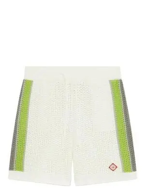 Casablanca Stripe Crochet Bermuda Shorts - Green/white